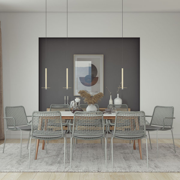 Lark Manor Ensemble de salle à manger rectangulaire en aluminium pour 8 personnes 75 po Anautica ...